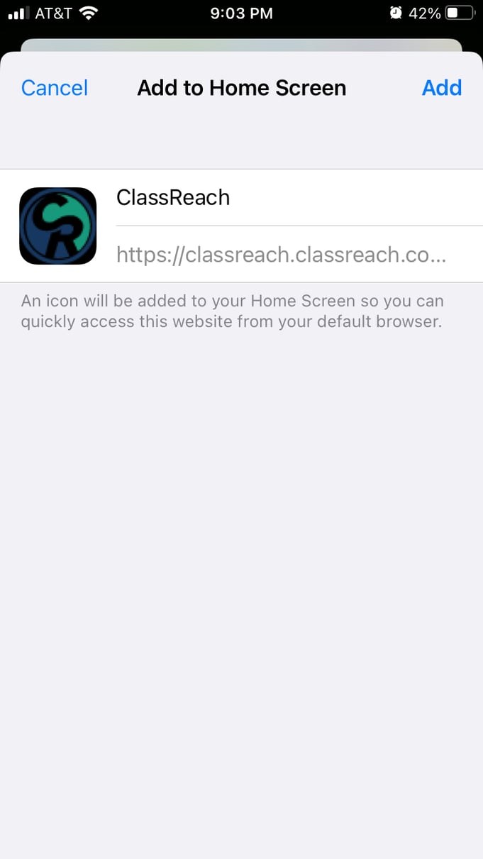 ClassReach Web App on a Mobile Device