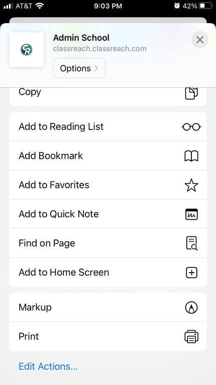 ClassReach Web App on a Mobile Device