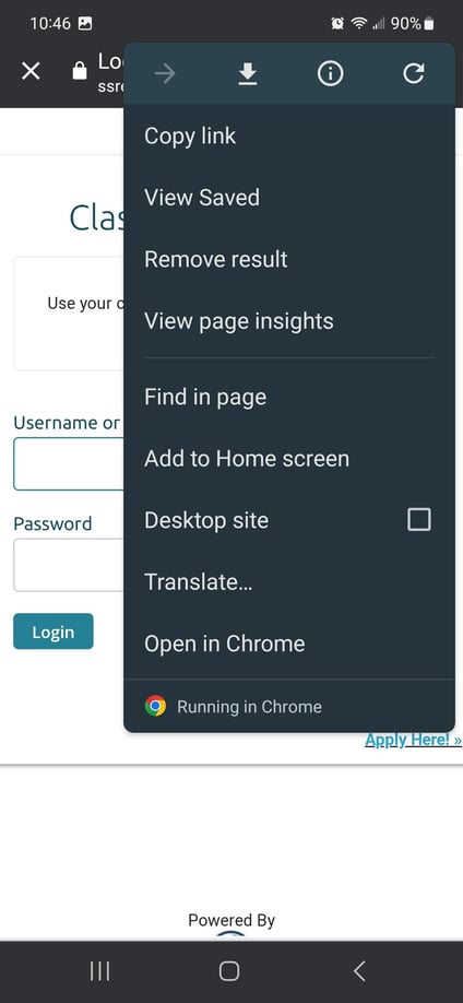 ClassReach Web App on a Mobile Device